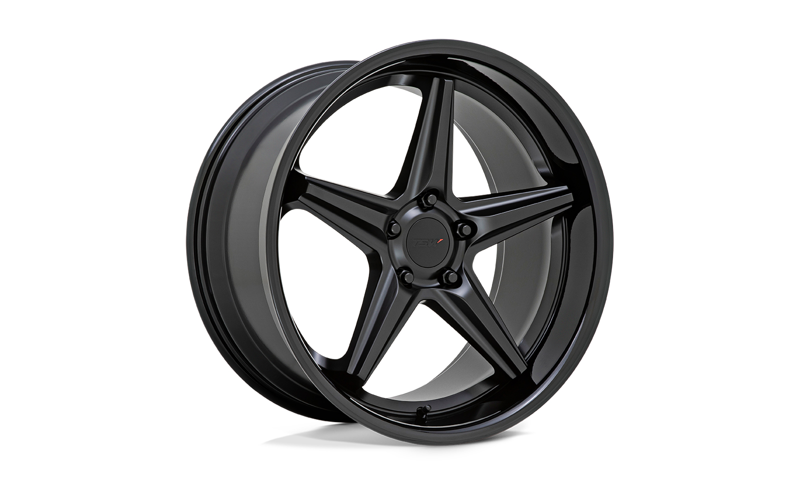 TSW Launch Matte Black w/ Gloss Black Lip 19x8.5 +20 5x114.3 Cast Wheel ...