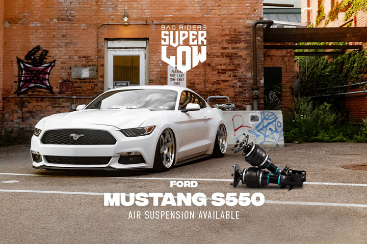 Ford Mustang S550 Super Low Air Ride Kit Available Now! | Bag Riders